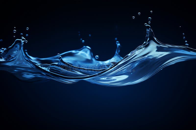 Fluid Dance of Water Drops on Deep Blue Stock Image - Image of ...