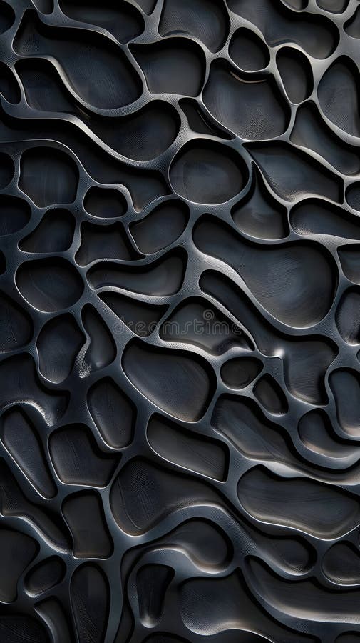 Organic Dark Monochrome Pattern, Fluid Shapes, Seamless Design Stock ...