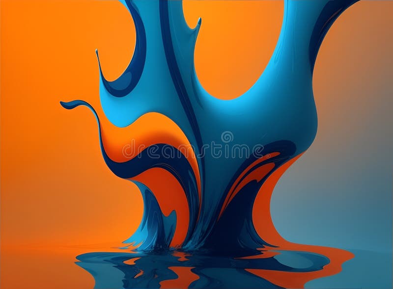 Fluid Design, Abstract Liquid Shape, Isolated Gradient Waves with ...