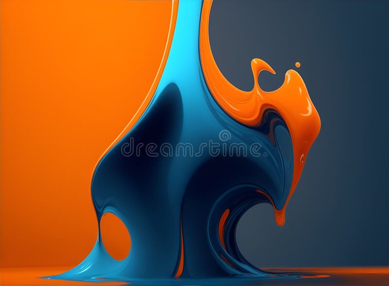 Abstract Liquid Shape, Fluid Design. Isolated Gradient Waves with ...