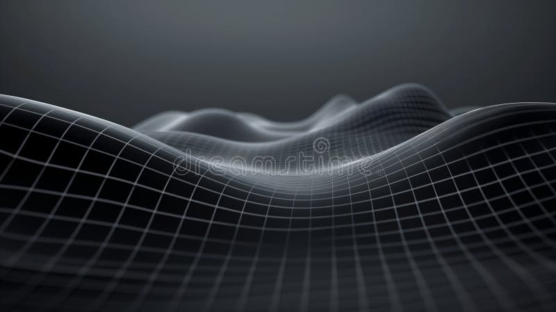 Fluid Digital Grid in Motion on a Dark Background Stock Image - Image ...