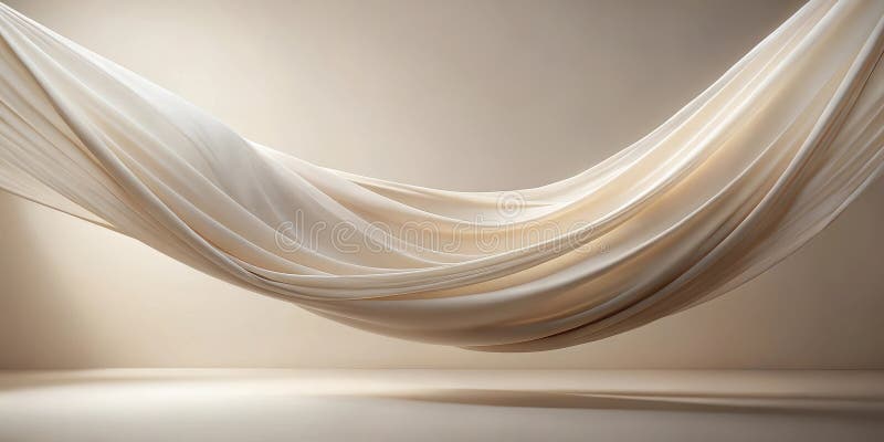 Fluid Drapery of Elegant Cream Fabric in a Minimalist Setting, Creating ...