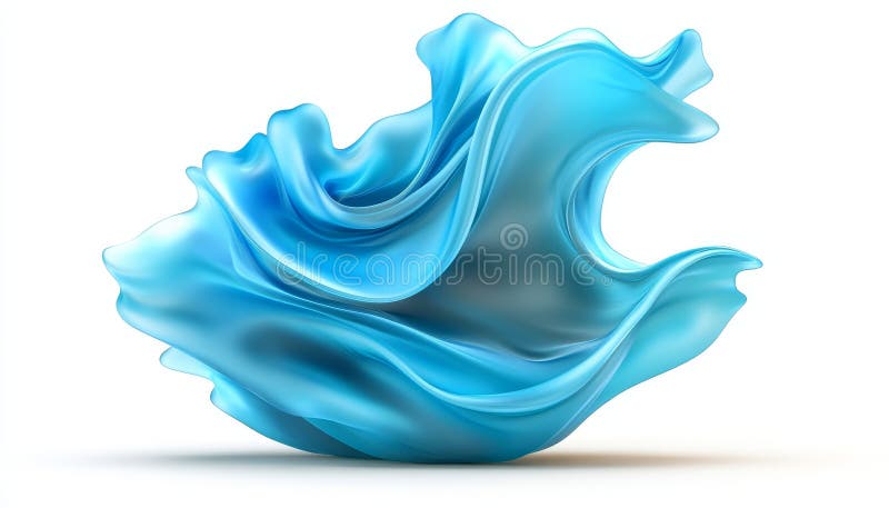 Fluid Dynamics Abstract Blue Smoke. Wavy Flowing Shape with Light and ...