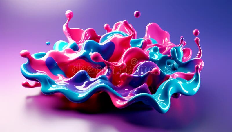 Fluid Dynamics Create Vibrant Splash in a Colorful Abyss Stock ...