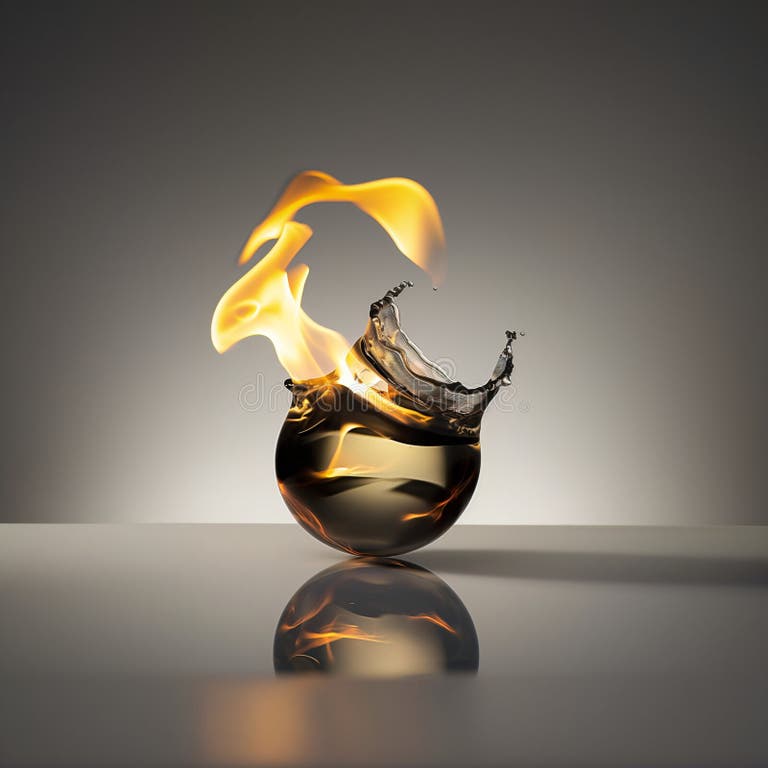 Fluid Dynamics: Fire and Water Interacting in a Glass Orb Stock ...