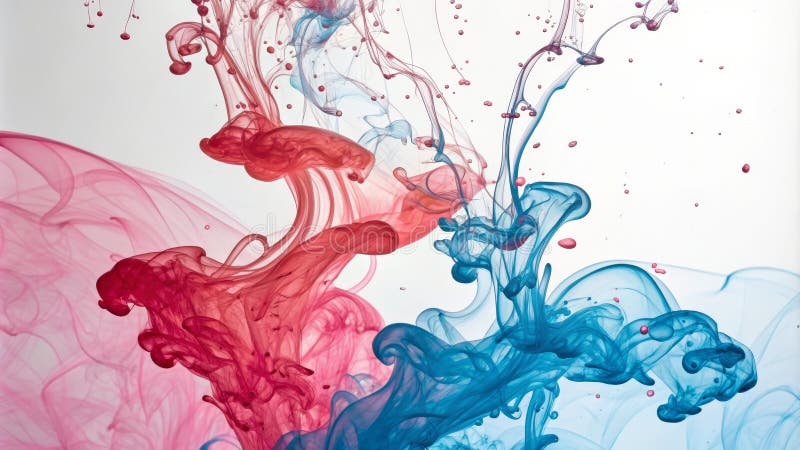Fluid Dynamics Red and Blue Ink Dance in Water Stock Illustration ...