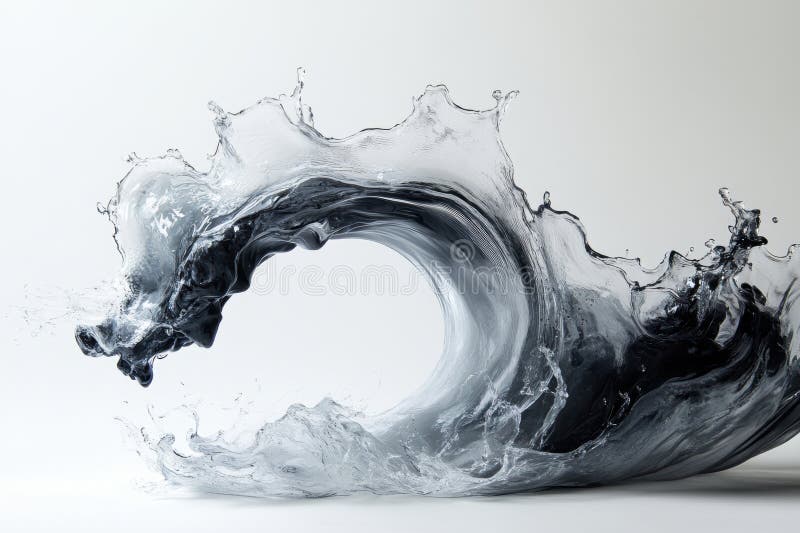 Fluid Dynamics, Water Splash Swirls Dynamically Against White Backdrop ...