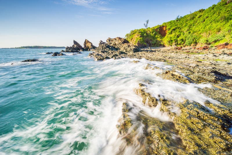 Waves on the Rocks in the Center of Vietnam Stock Photo - Image of ...
