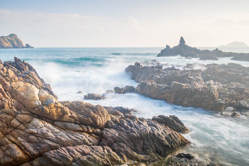 Waves on the Rocks in the Center of Vietnam Stock Image - Image of ...