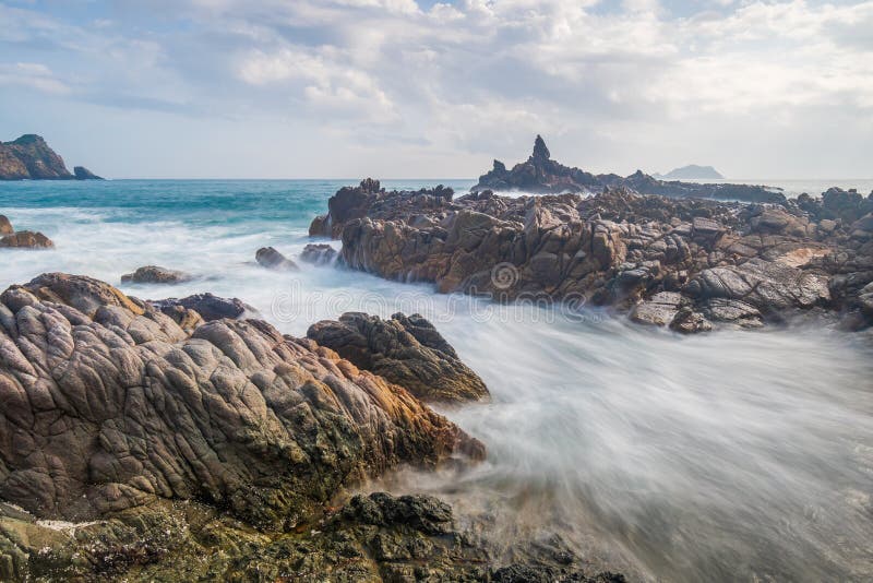 Waves on the Rocks in the Center of Vietnam Stock Image - Image of ...