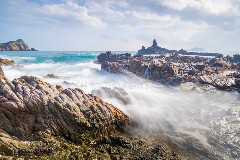 Waves on the Rocks in the Center of Vietnam Stock Photo - Image of ...