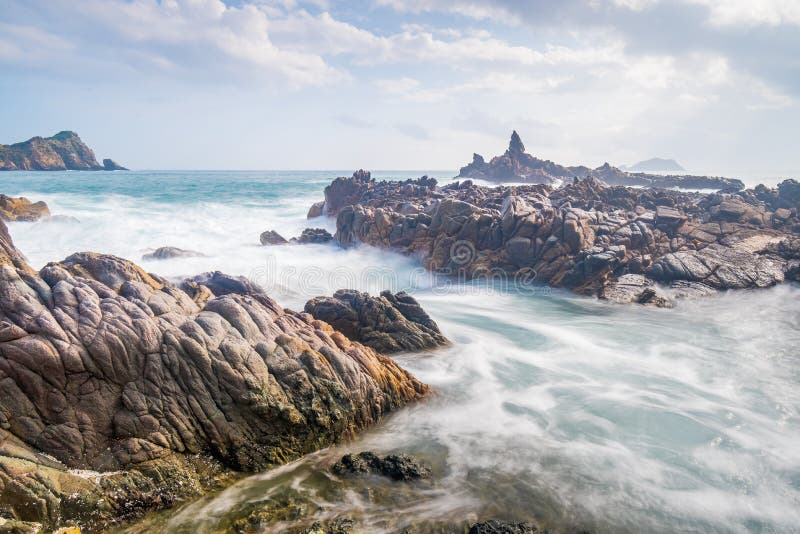 Waves on the Rocks in the Center of Vietnam Stock Image - Image of ...