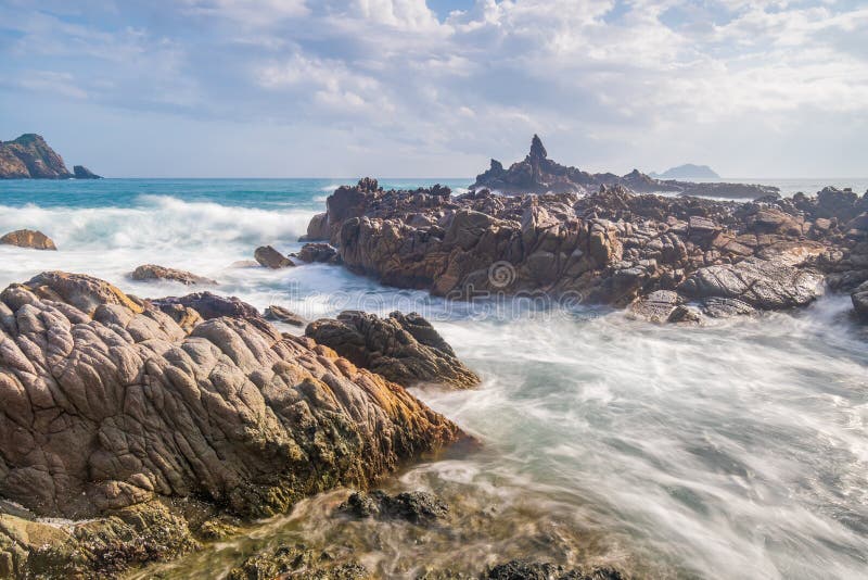 Waves on the Rocks in the Center of Vietnam Stock Image - Image of ...