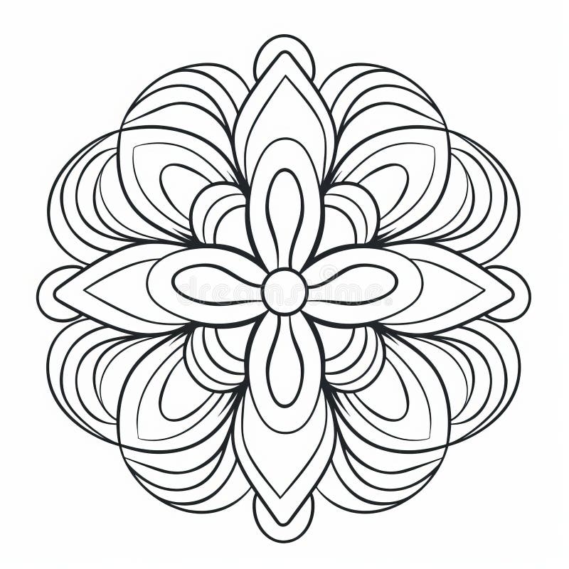 Fluid and Flowing Mandala Design: Printable Coloring Pages Stock ...