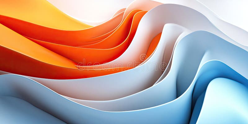 Fluid Forms: an Abstract Composition of Intersecting Curves in Vibrant Blue and Orange Stock ...