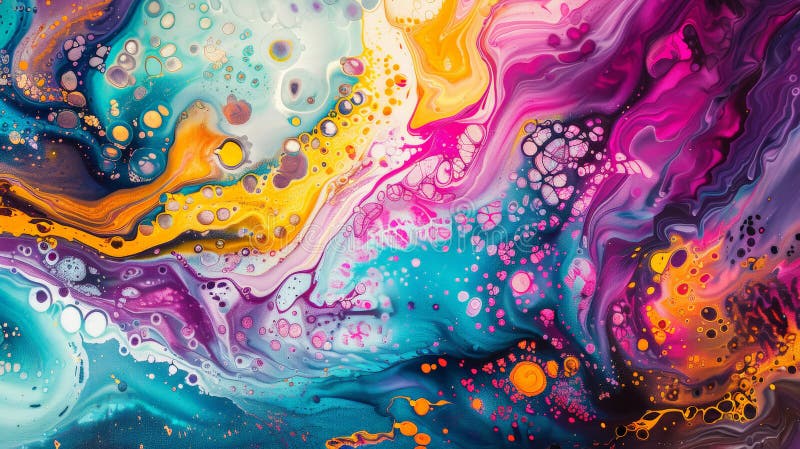 Fluid Forms Made of Acrylic Pouring with Bright Colours, Iridescent ...