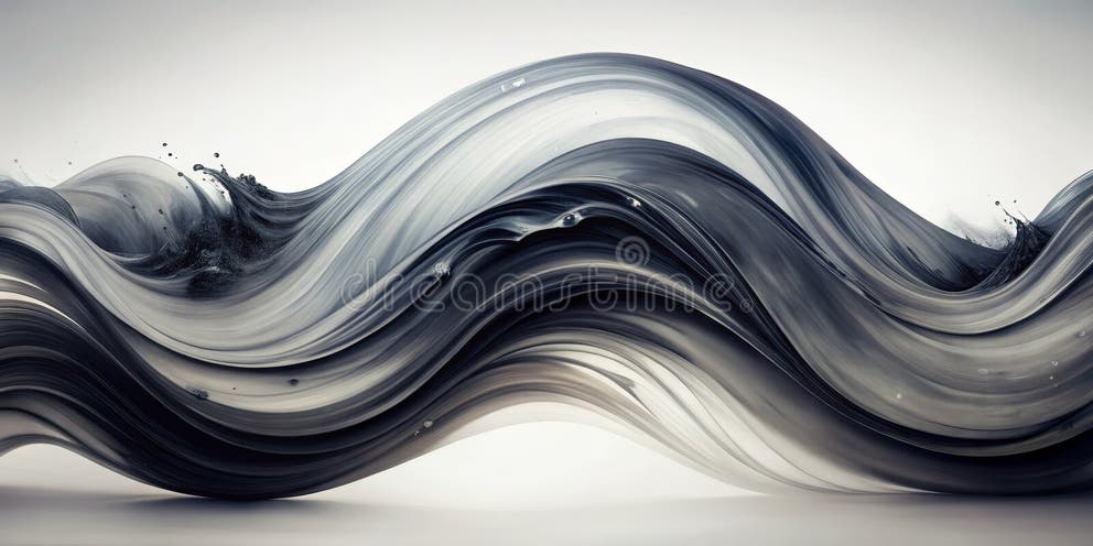 Fluid Forms Monochrome Wave Composition Stock Illustration ...