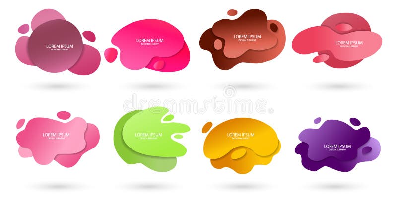 Fluid Frame Isolated on White Background. Set of Abstract Liquid Shapes ...