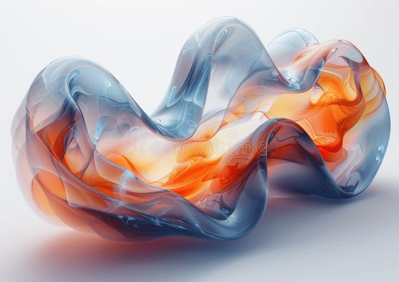 Fluid Glass Design with Blue and Orange Gradient, Abstract Shape on ...