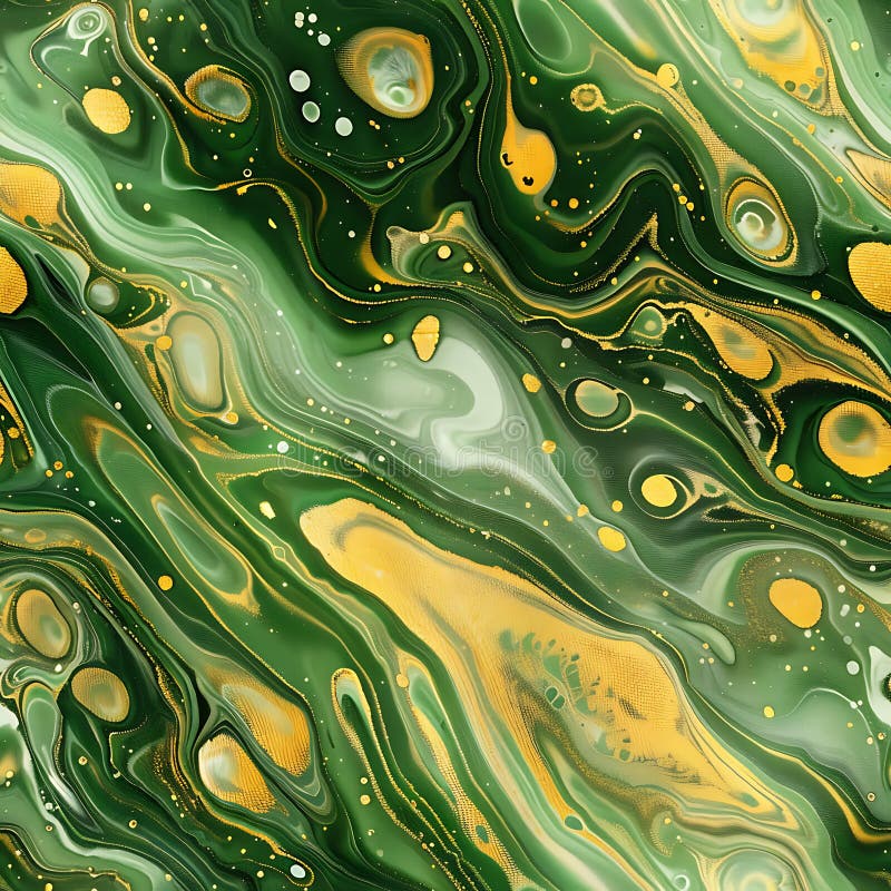 Fluid Gold and Green Seamless Tile Stock Illustration - Illustration of ...