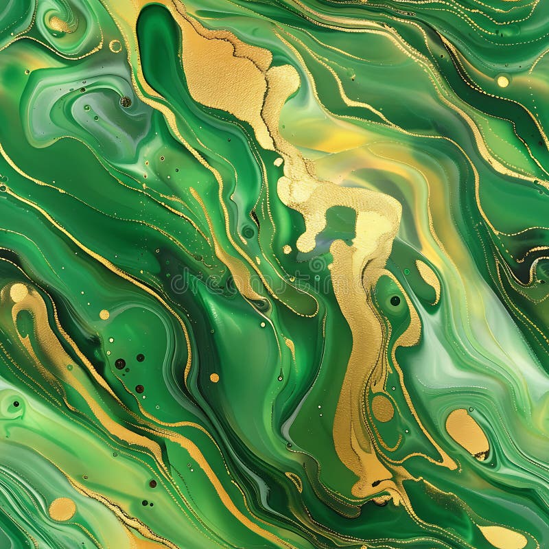 Fluid Gold and Green Seamless Tile Stock Illustration - Illustration of ...