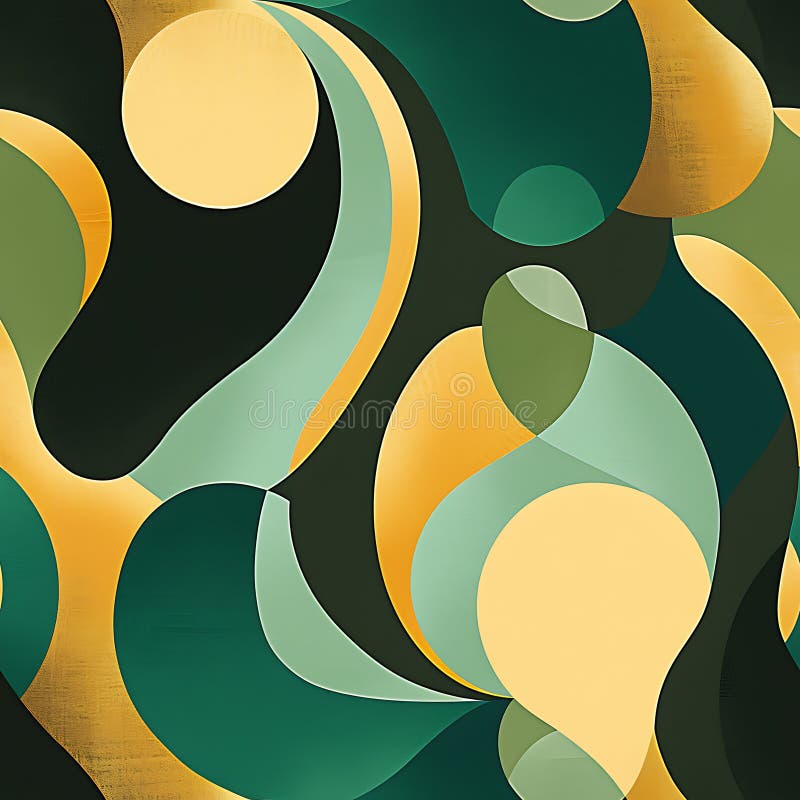 Fluid Gold and Green Seamless Tile Stock Illustration - Illustration of ...