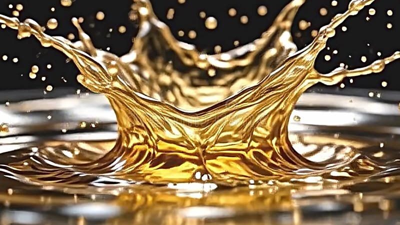 Fluid Golden Liquid Bursting Outwards, Mesmerizing Patterns Formed by ...
