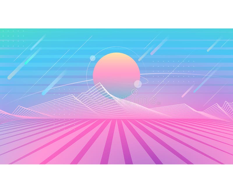 Fluid Gradients Landing Web Page Header with Space Landscape, Abstract ...