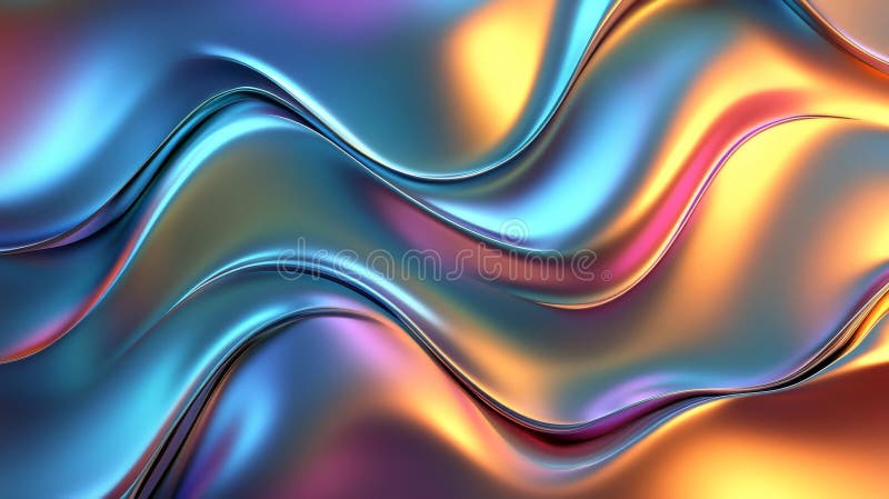 Fluid Holographic Neon Curved Wave in Motion 3d Render. Gradient Design Element for Backgrounds ...