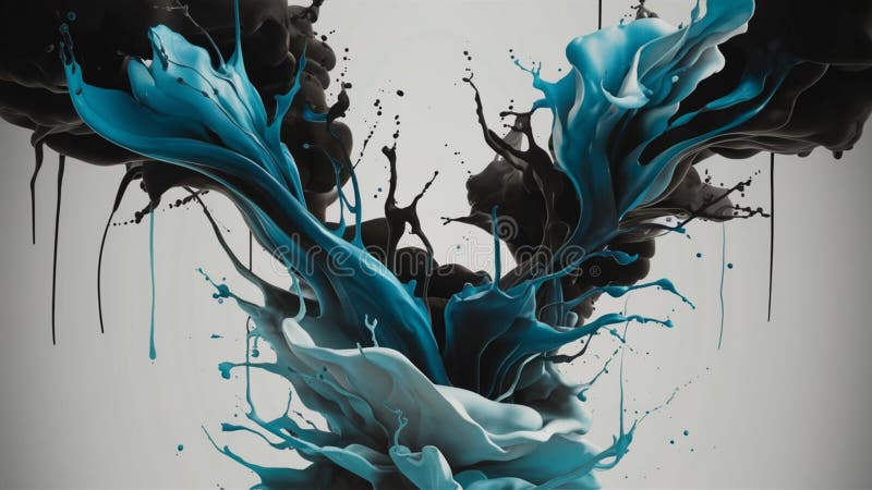 Fluid Ink Splash in Deep Blues and Black Over White Stock Illustration ...