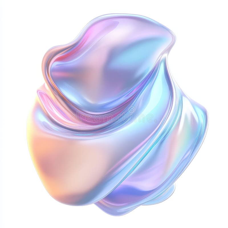 A Fluid, Iridescent Shape with Soft Curves and a Glossy Finish Stock Illustration - Illustration ...
