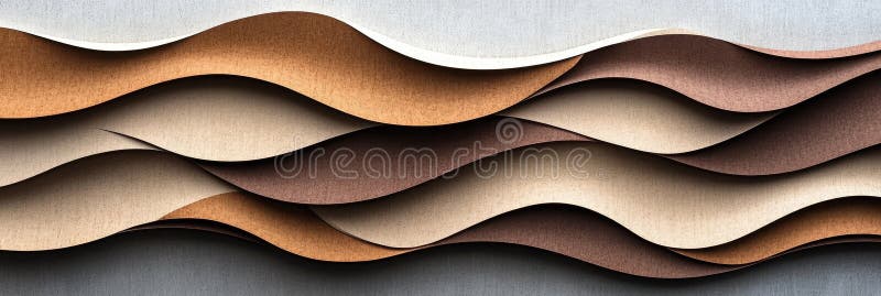 Fluid Layered Paper Folds in Earthy Brown and Tan Tones Forming Dynamic ...
