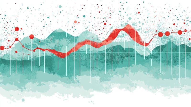 Fluid Line Graphs in Vibrant Watercolor Splashes, Illustrating Trends ...