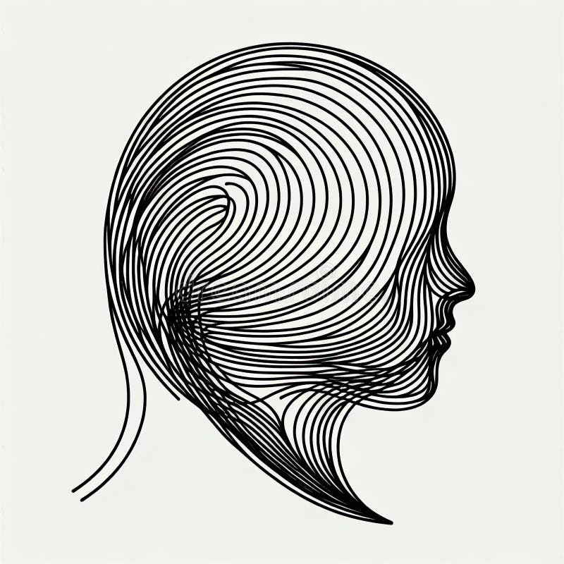 Fluid Line Head Symbolizing Consciousness Stock Illustration ...