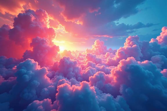 Fluid, Luminous Cloudscape with Dazzling Light Effects, a Captivating ...