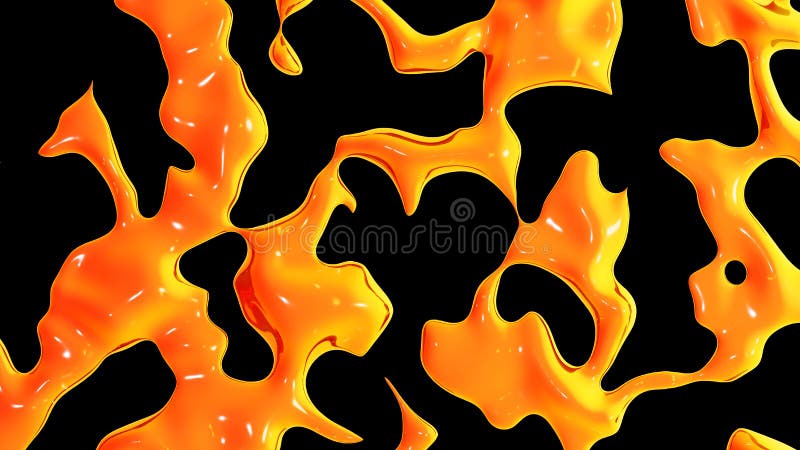 Fluid Metallic Drops Y2k Orange Background. Dynamic Iridescent ...