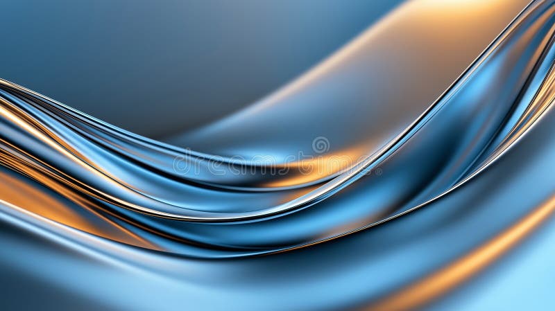 Fluid Metallic Waves in Blue and Gold Abstract Design Stock Illustration - Illustration of fluid ...