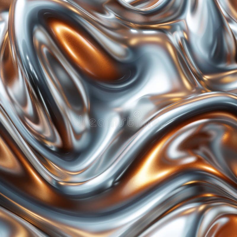Fluid Motion Creates Liquid Metal Wave Patterns Stock Illustration ...