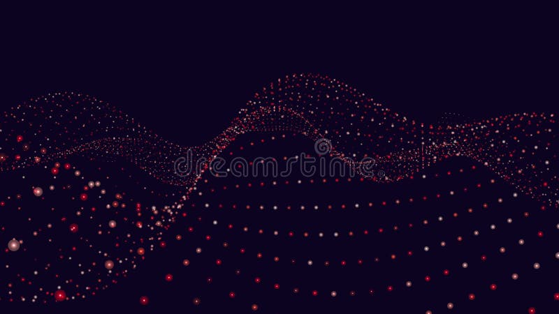 Fluid Motion Dynamic Red Dot Wave Pattern on Black Background Stock ...