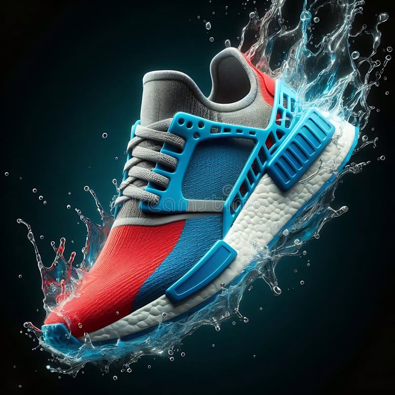 Fluid Motion: Sneaker Splash and Gaming Tech Stock Image - Image of ...