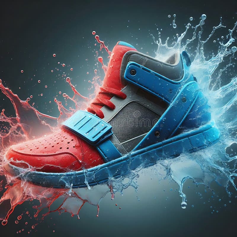 Fluid Motion: Sneaker Splash and Gaming Tech Stock Image - Image of ...