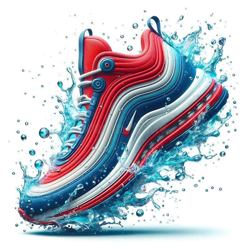 Fluid Motion: Sneaker Splash and Gaming Tech Stock Image - Image of ...