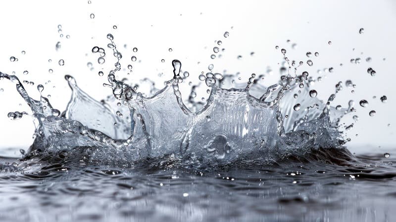 Fluid Motion: Water Splashes and Flowing Streams on White Stock ...