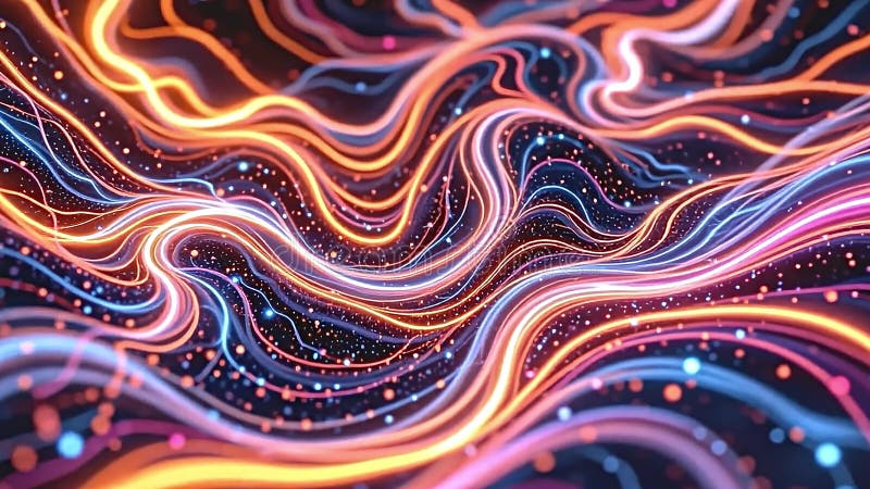 Fluid Neon Currents Weaving through a Digital Landscape, Rich Textures ...