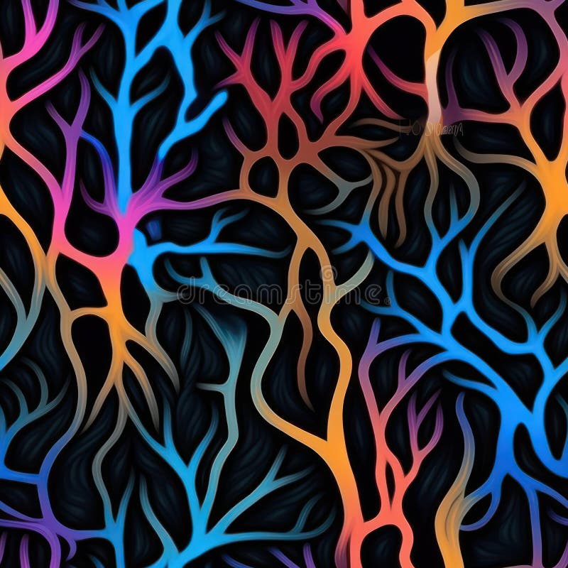Fluid Network Tree on Black Canvas . Stock Illustration - Illustration ...