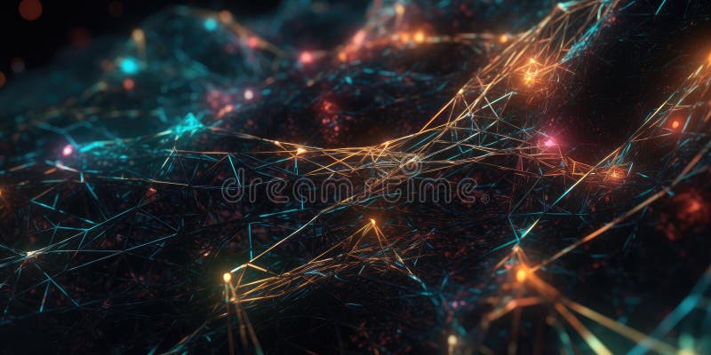 Fluid and Neural Networks in Dark Space Stock Illustration ...