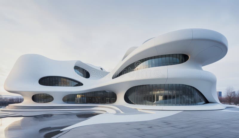 Illustration of Fluid Organic Architecture of a White Futuristic ...