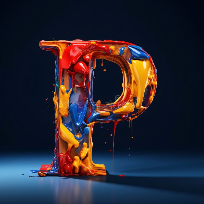 Fluid Paint Letter M Uppercase. 3D Rendering Stock Illustration ...