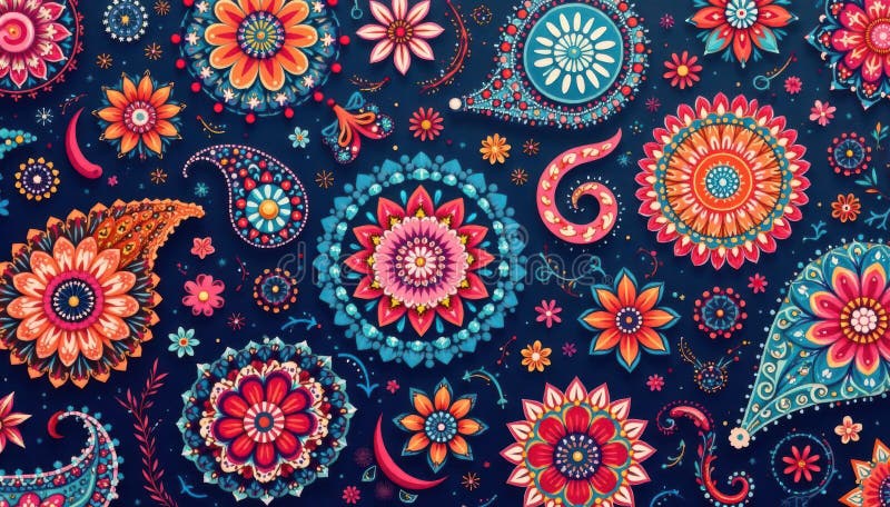 Fluid Paisley Design, Continuous and Interconnected Motifs ...