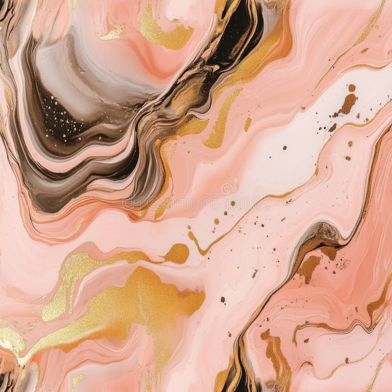 Fluid Peach and Gold Marble Pattern with Swirls and Textures Stock ...